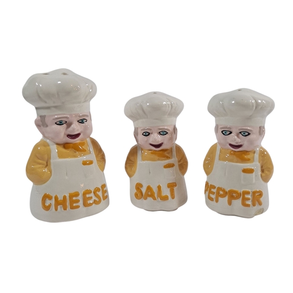 Vintage | Kitchen | Vintage Chef Baker Salt Pepper Cheese Shakers Set ...